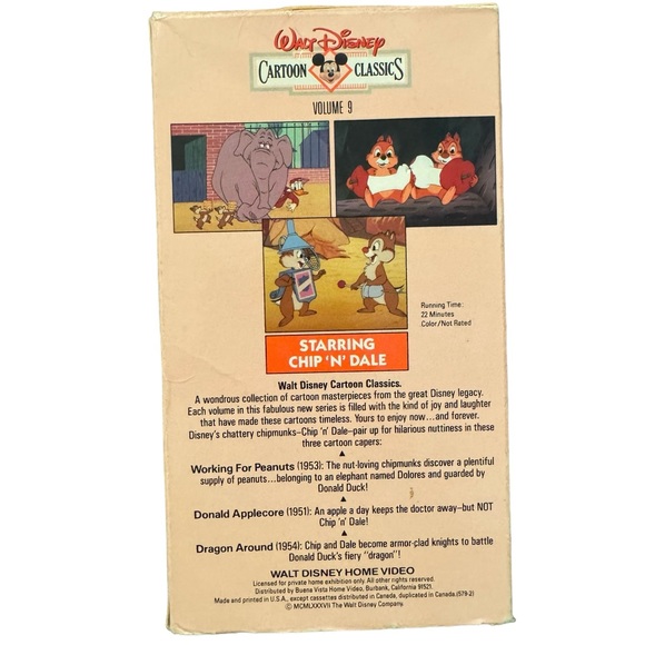 Disney | Other | Walt Disneys Cartoon Classics Vhs Tape Starring Chip N ...